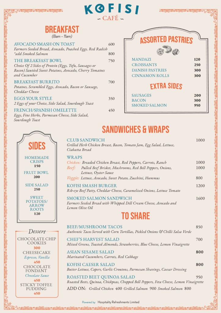 Westlands Menu - KOFISI Africa